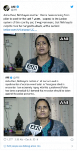 Hyderabad police encounter of Priyanka Reddy's Murderer