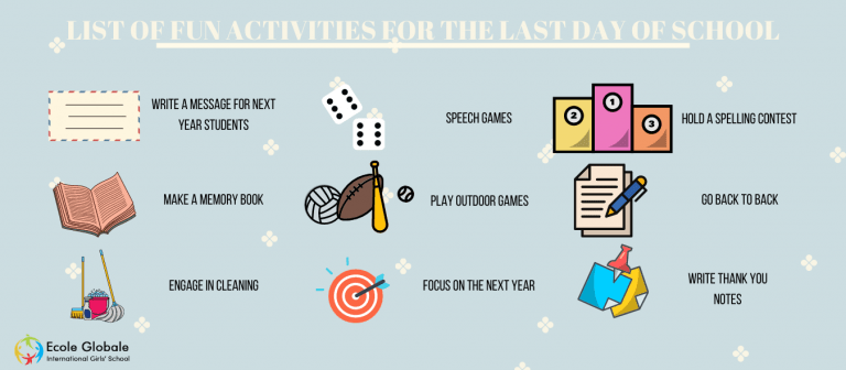 LIST OF FUN ACTIVITIES FOR THE LAST DAY OF SCHOOL